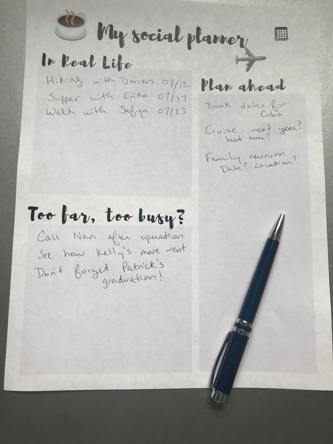 Organize your social life with this Social planner | Etsy