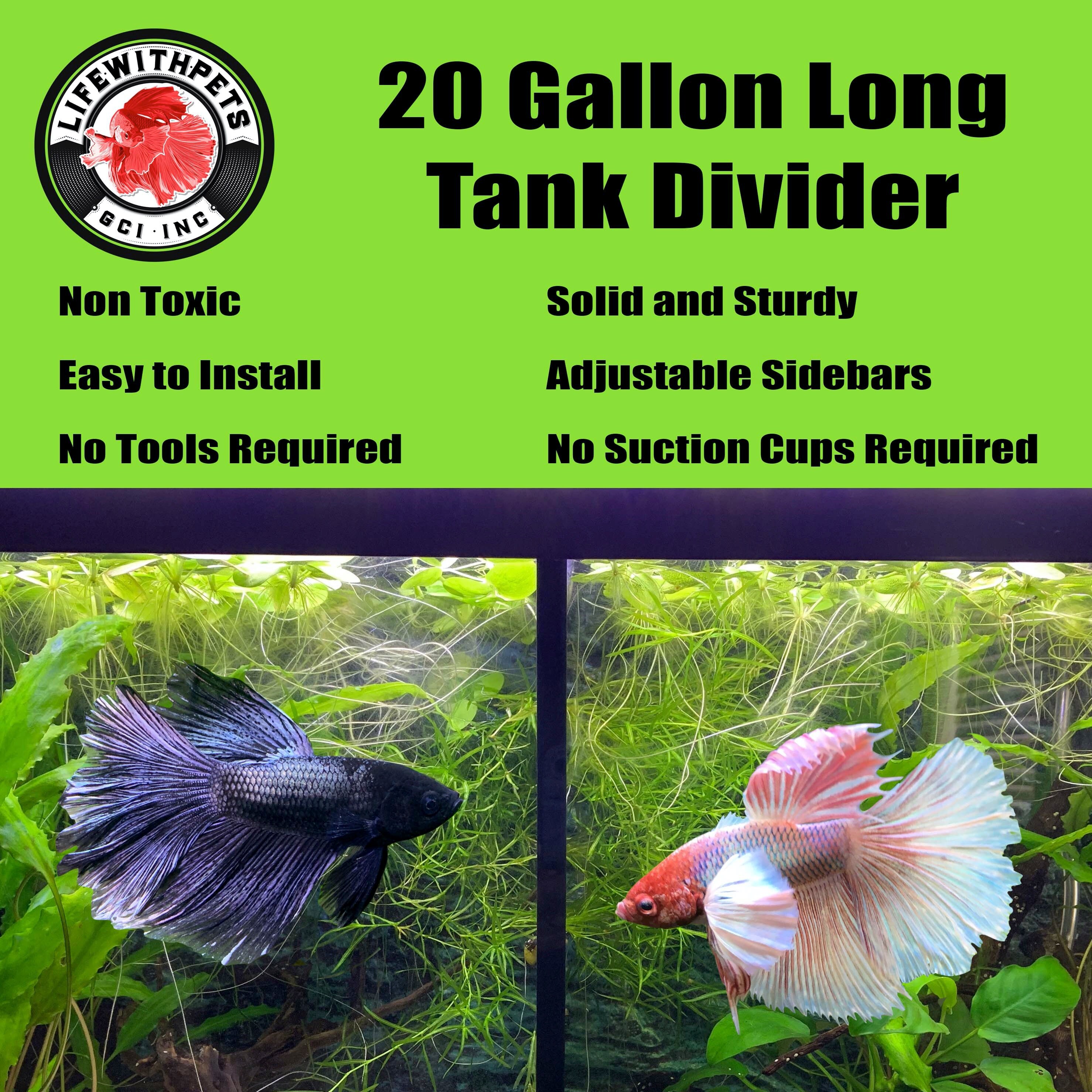 Lifewithpets 20 Gallon LONG Tank Dividers. No Suction Cups Required ...