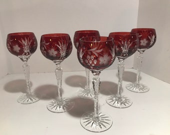 Red Crystal Goblets Set - Etsy
