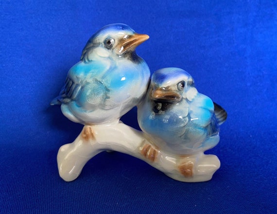 Vintage Goebel Bird Figurines Bluebirds Pair Baby Birds | Etsy