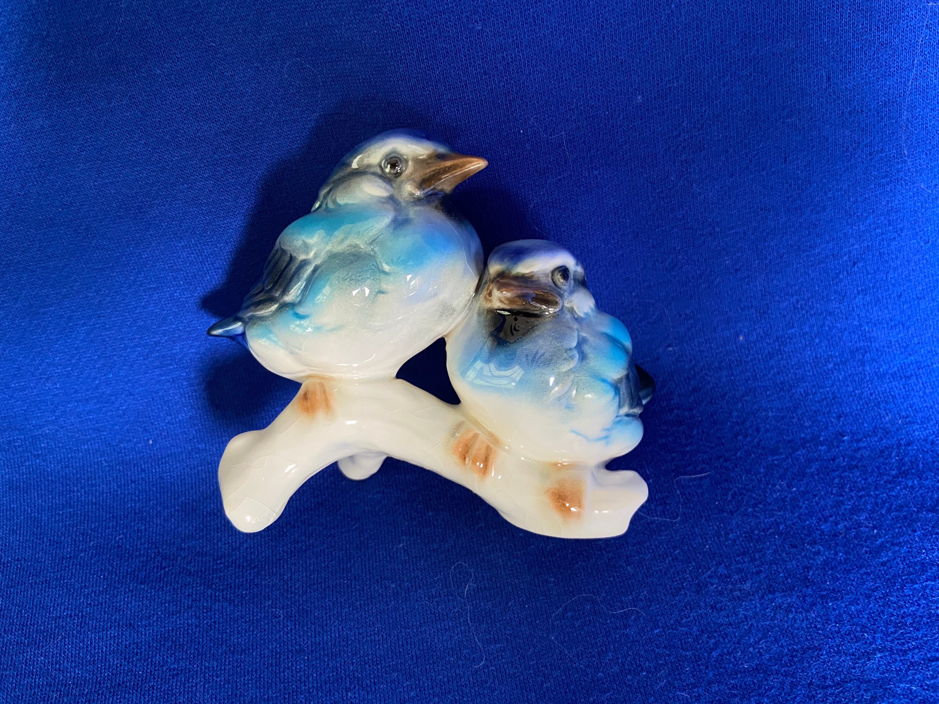 Vintage Goebel Bird Figurines Bluebirds Pair Baby Birds - Etsy