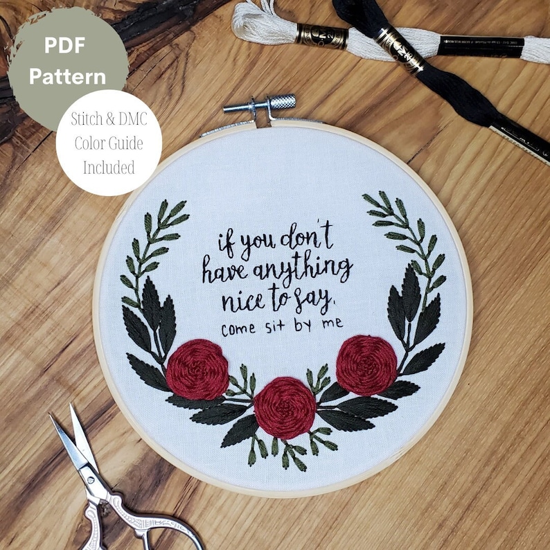 PDF Pattern | If You Don't Have Anything Nice to Say Come Sit by Me - 6 ...