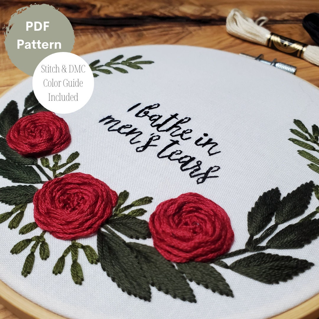 PDF Pattern | I Bathe in Men's Tears - 6" Hand Embroidery | Includes ...