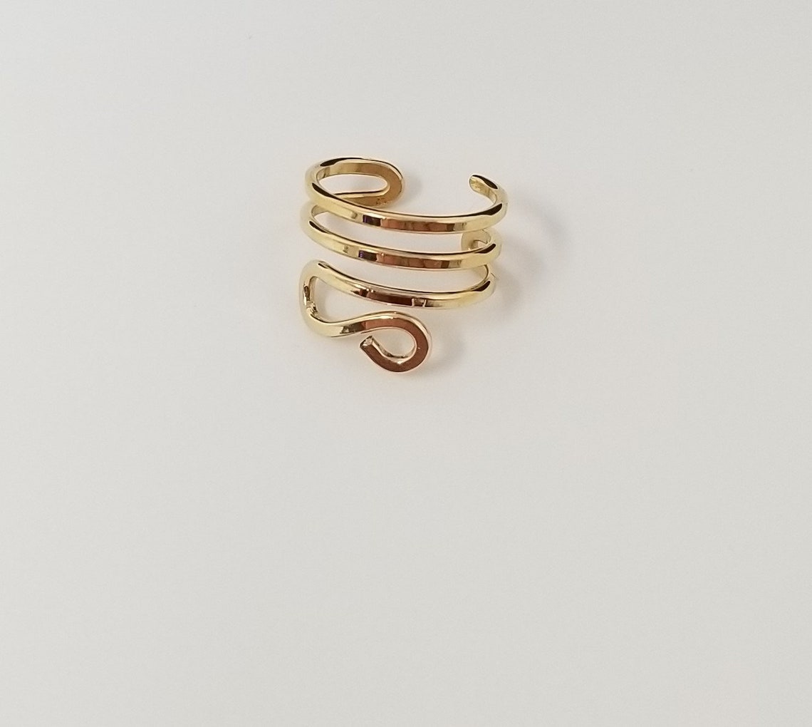 Three-line Large EARCUFF With a Curl in Silver & Gold Harry - Etsy