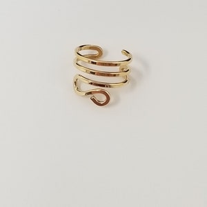 Three-line Large EARCUFF With a Curl in Silver & Gold, Harry Mason Jewelry, Fits Middle of Ear ...