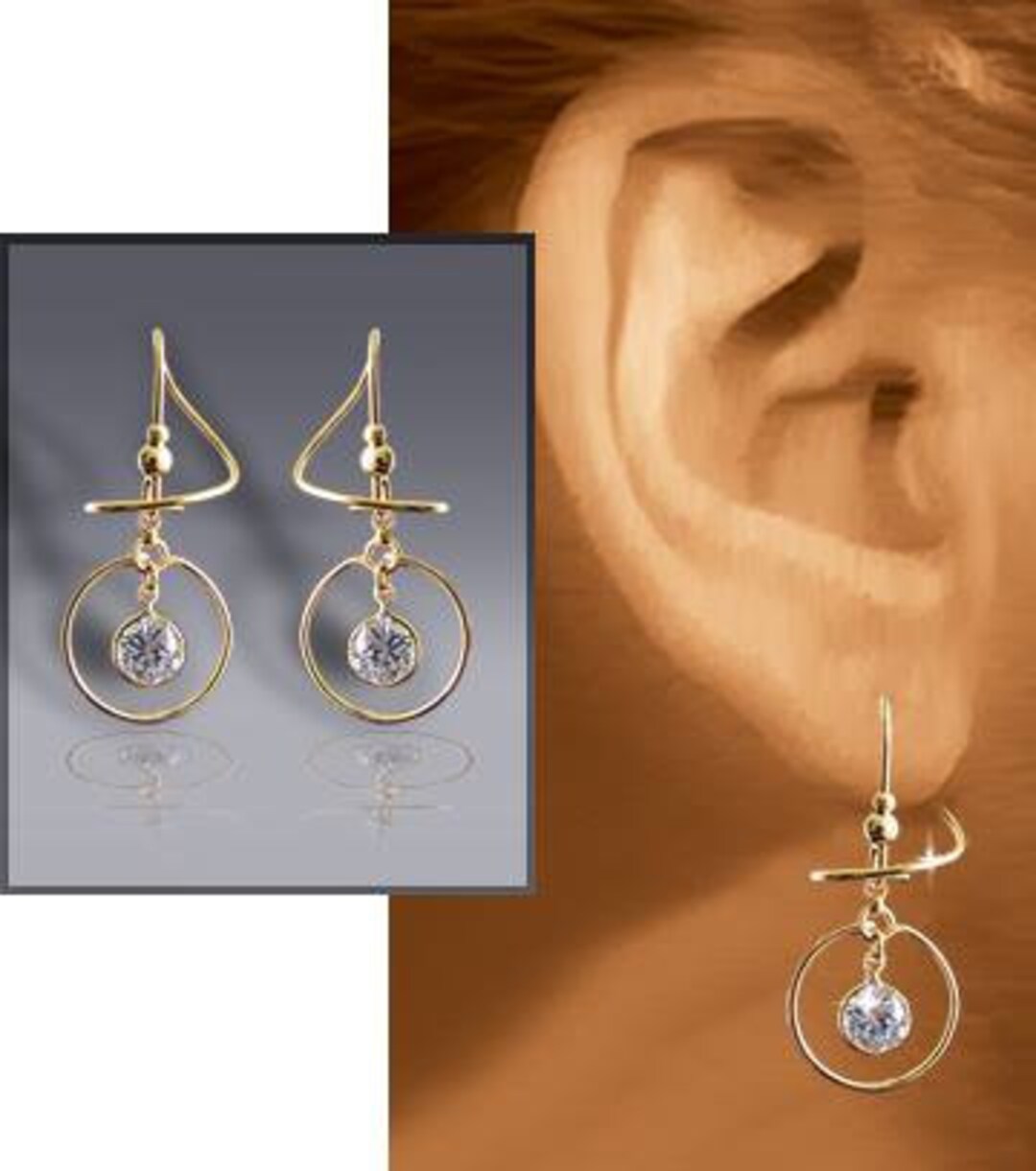Round Cubic Zirconia, 6MM/8MM in a Hoop on EARSPIRALS® 2 Colors by ©harry Mason®, Spiral ...