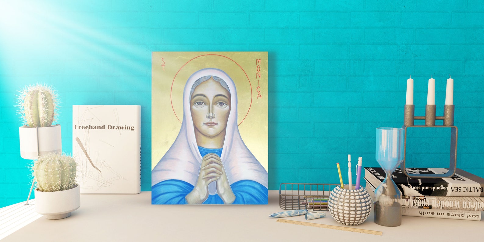 Saint Monica Art, Saint Monica Handmade Icon, Saint Monica Wall Art ...