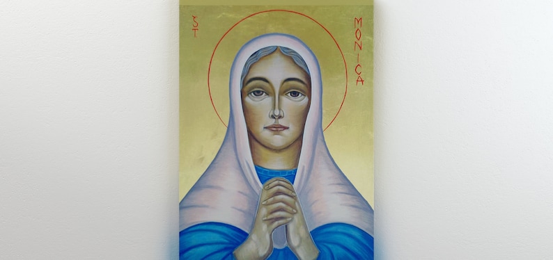 Saint Monica Art, Saint Monica Handmade Icon, Saint Monica Wall Art ...