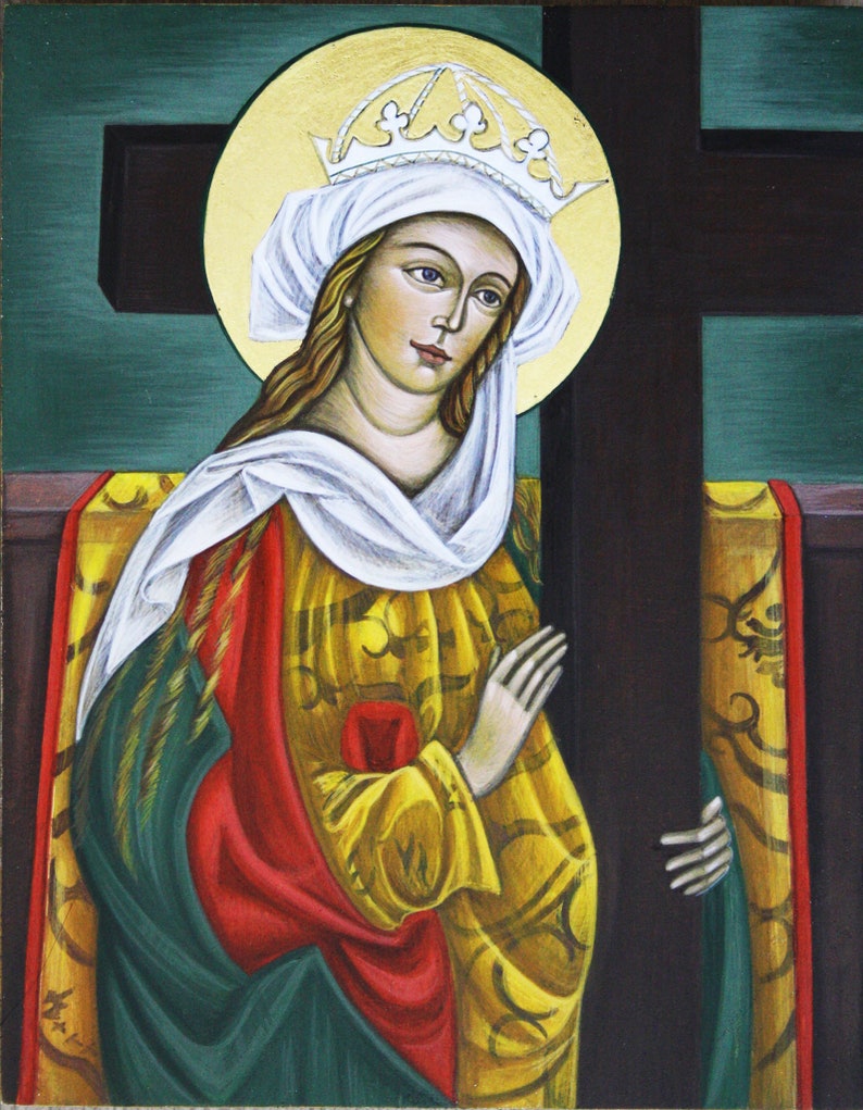 Saint Helena Catholic Art, Greek Icon on Wood, Religious Wall Art - Etsy