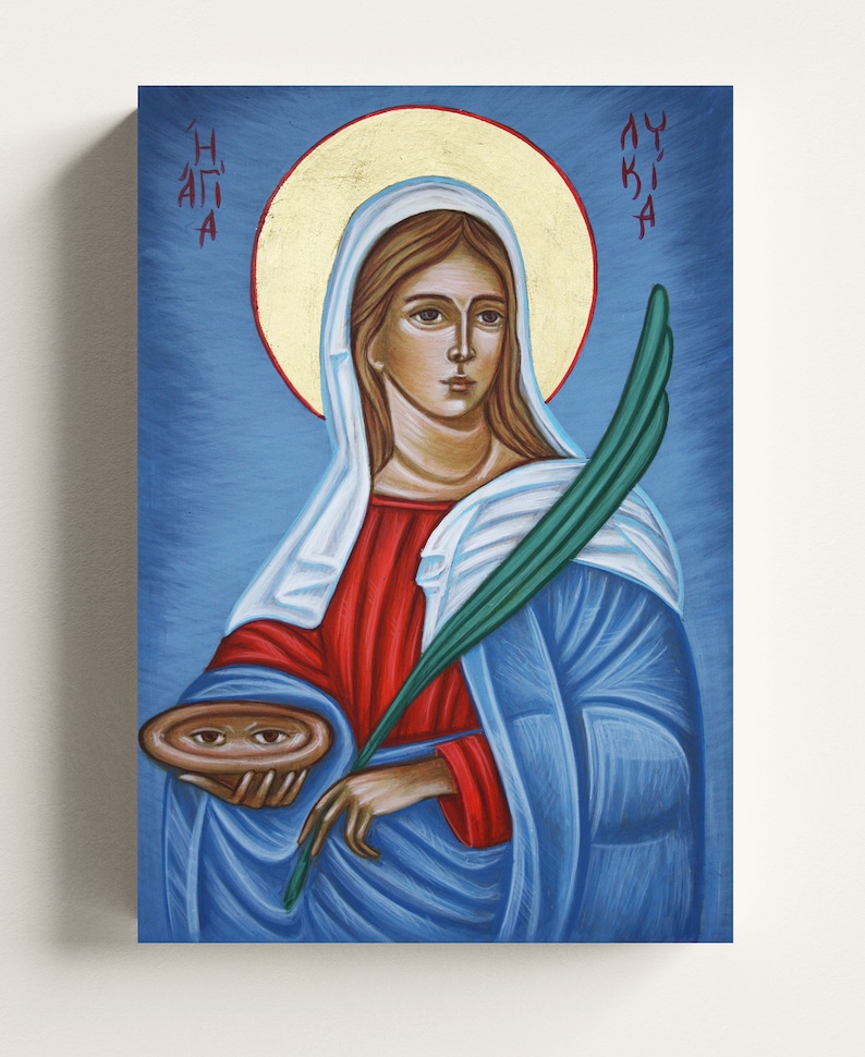 Orthodox Icon of Saint Lucy, Egg Tempera Painting, Religious Wall Art ...