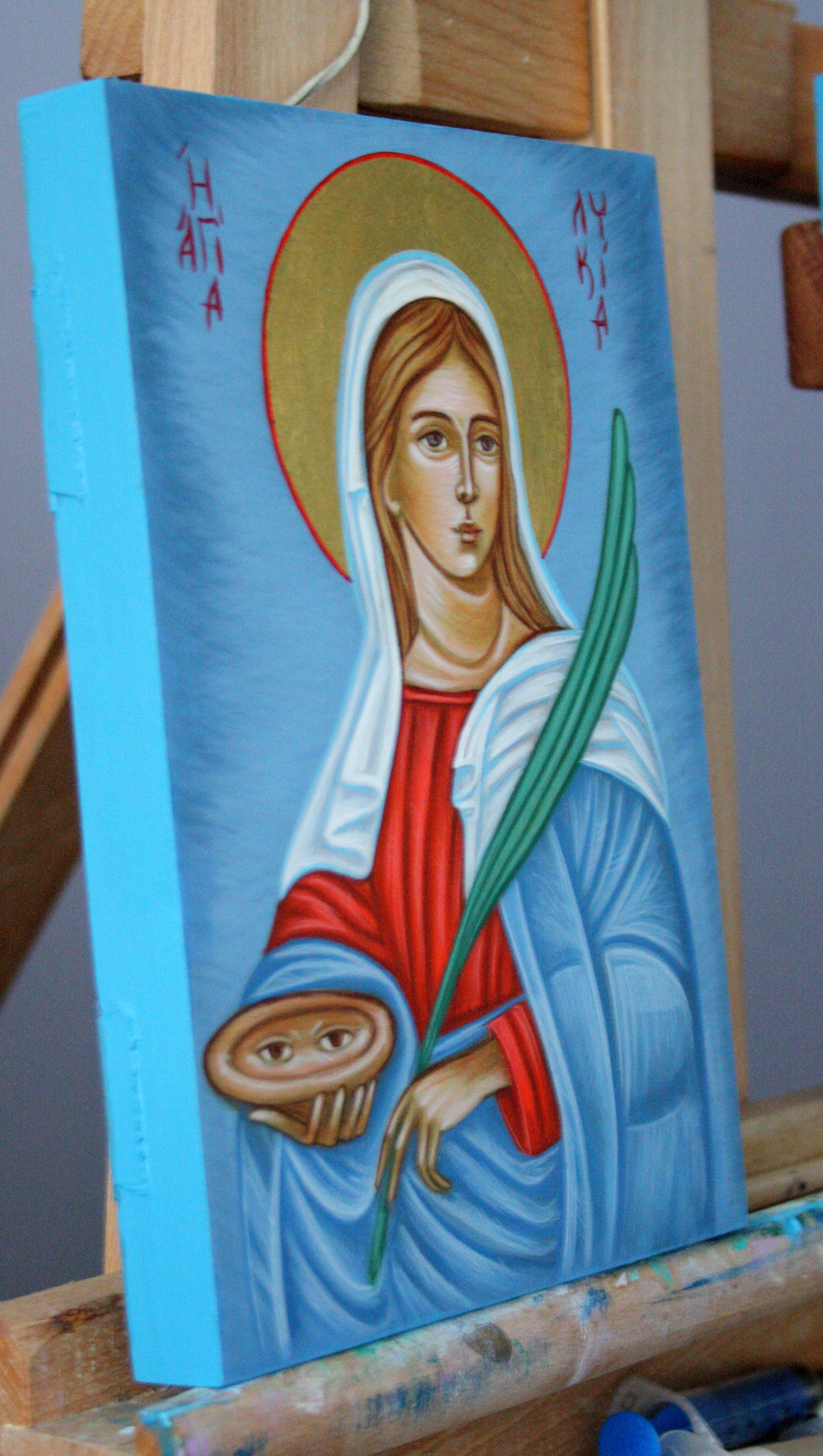 Orthodox Icon of Saint Lucy, Egg Tempera Painting, Religious Wall Art ...