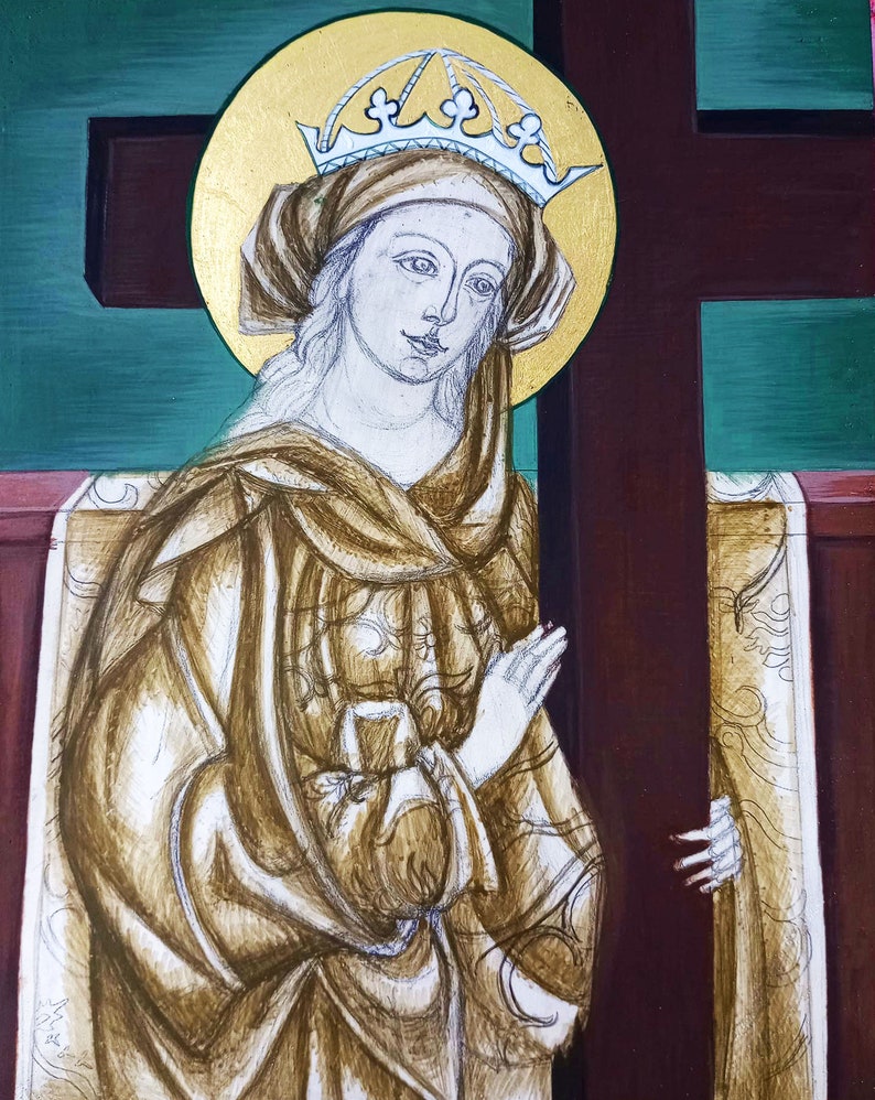 Saint Helena Catholic Art, Greek Icon on Wood, Religious Wall Art - Etsy