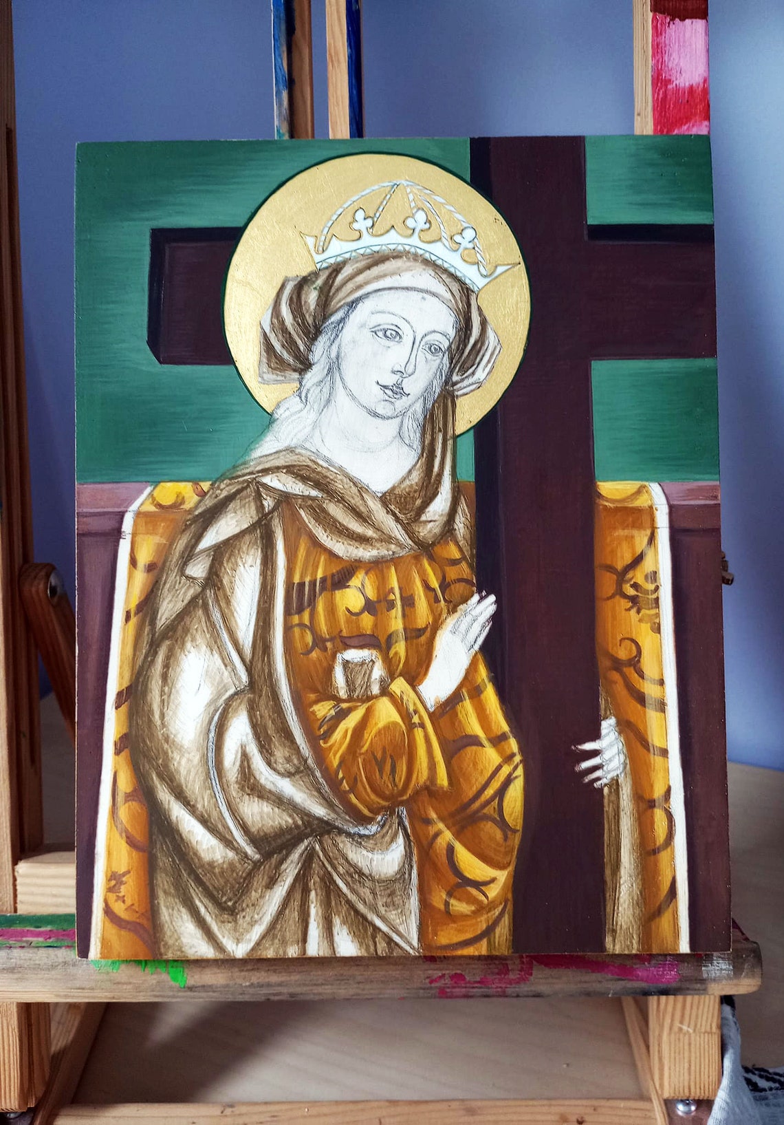 Saint Helena Catholic Art, Greek Icon on Wood, Religious Wall Art - Etsy