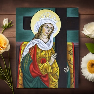 Saint Helena Catholic Art, Greek Icon on Wood, Religious Wall Art - Etsy