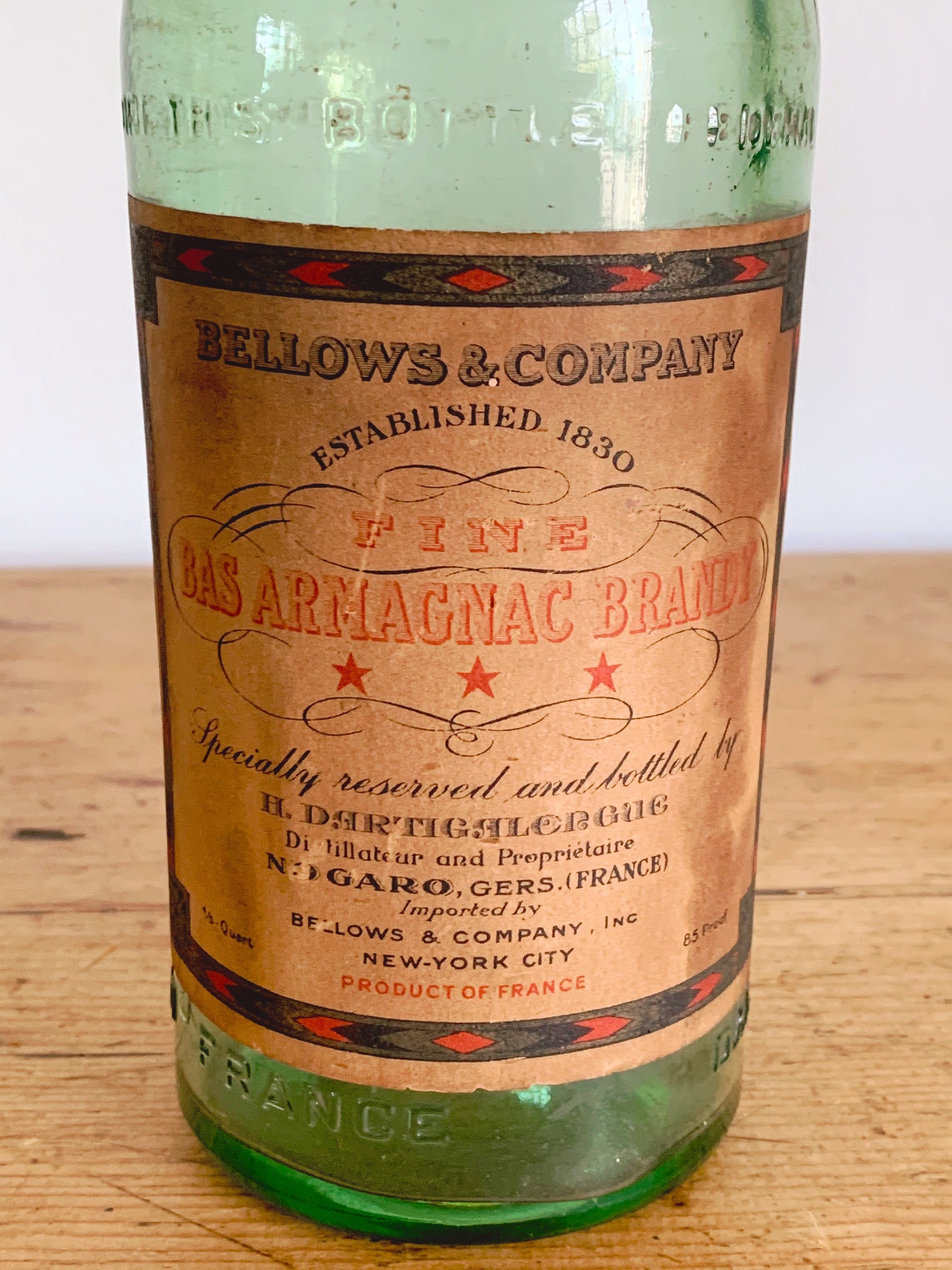 Rare Vintage Bellows & Company Fine Bas Armagnac Brandy - Etsy
