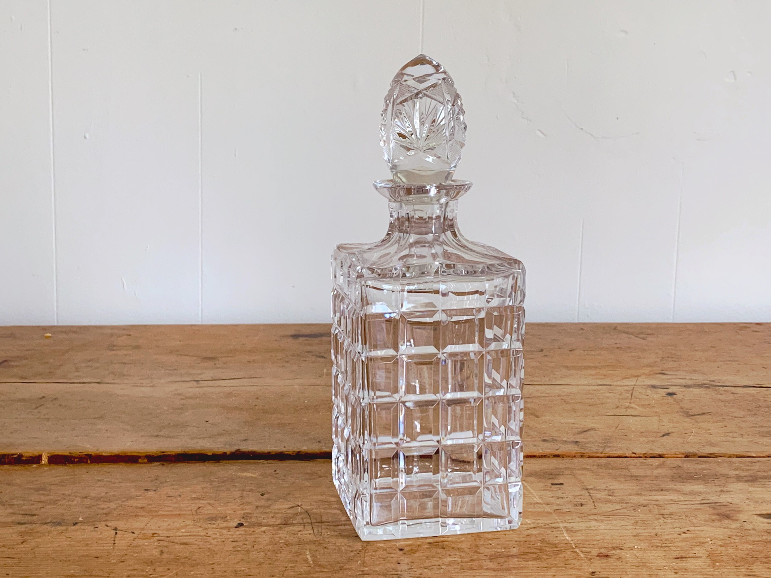 Vintage Square Cut Crystal Glass Decanter With Solid Crystal | Etsy