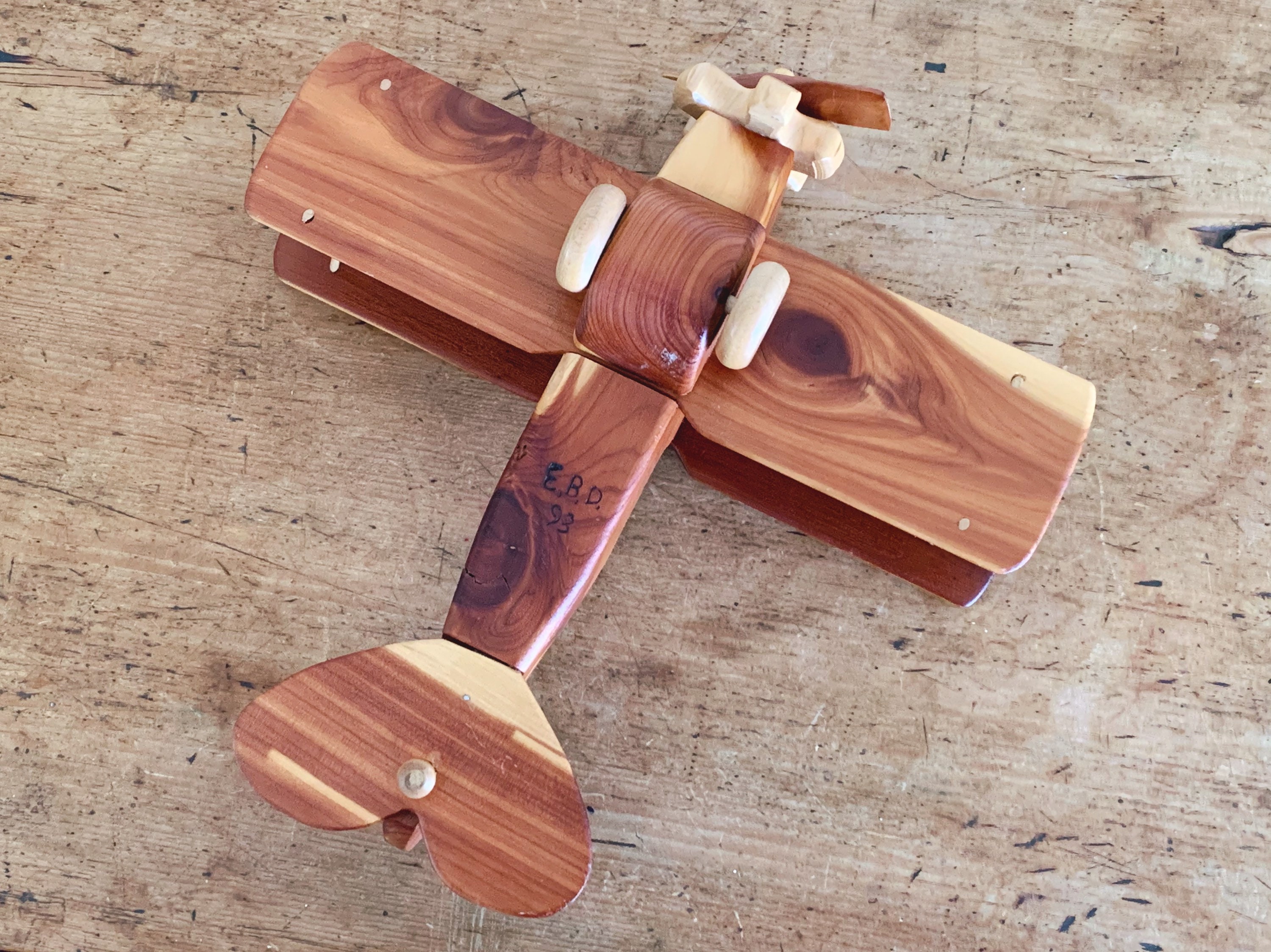 Vintage Handmade Wooden Biplane Signed by Artist 1993 Toy - Etsy