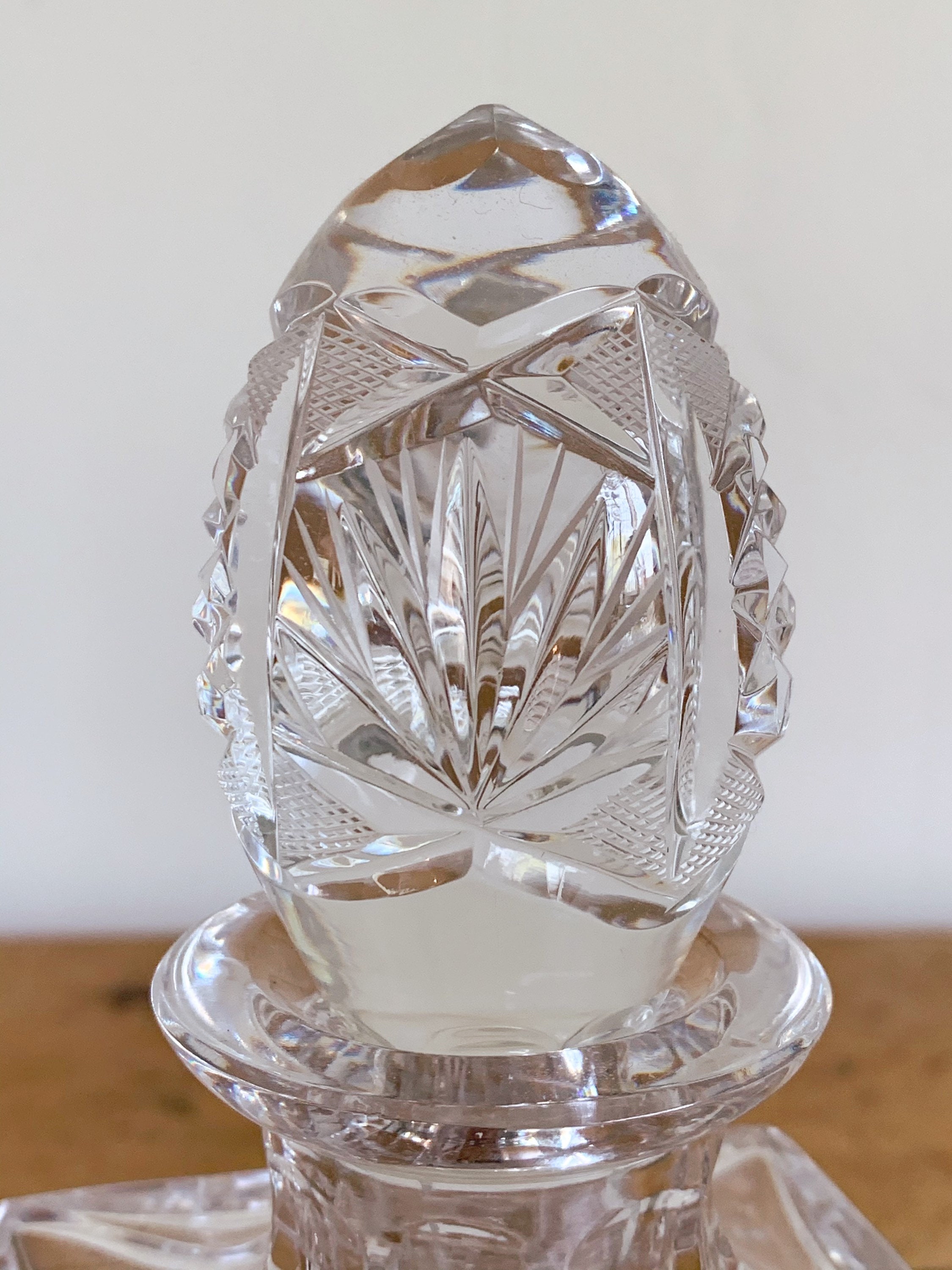 Vintage Square Cut Crystal Glass Decanter With Solid Crystal | Etsy