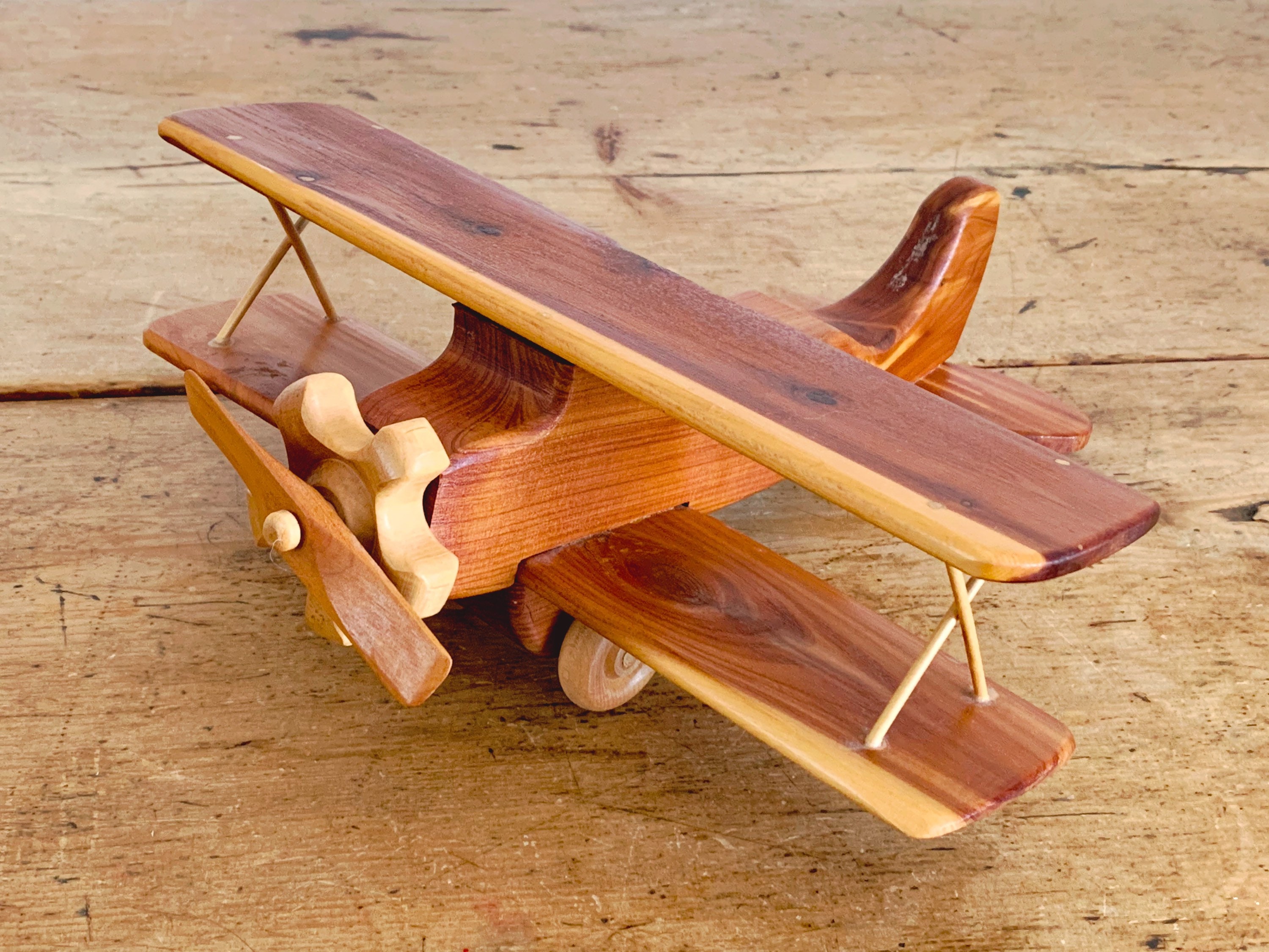 Vintage Handmade Wooden Biplane Signed by Artist 1993 Toy | Etsy