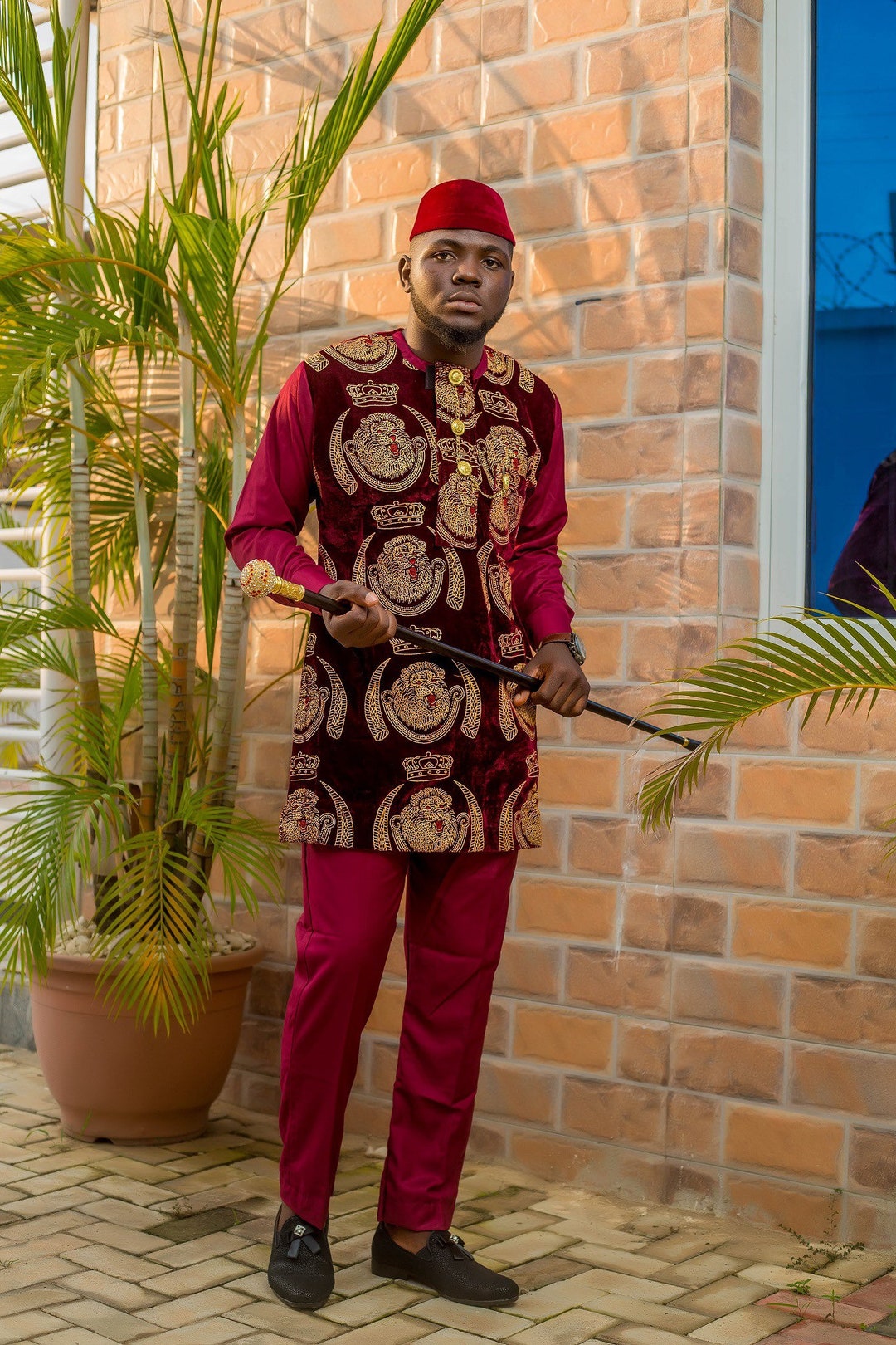 African Isi Agu Top and Pant Set | African Igbo Top and Pant His and ...