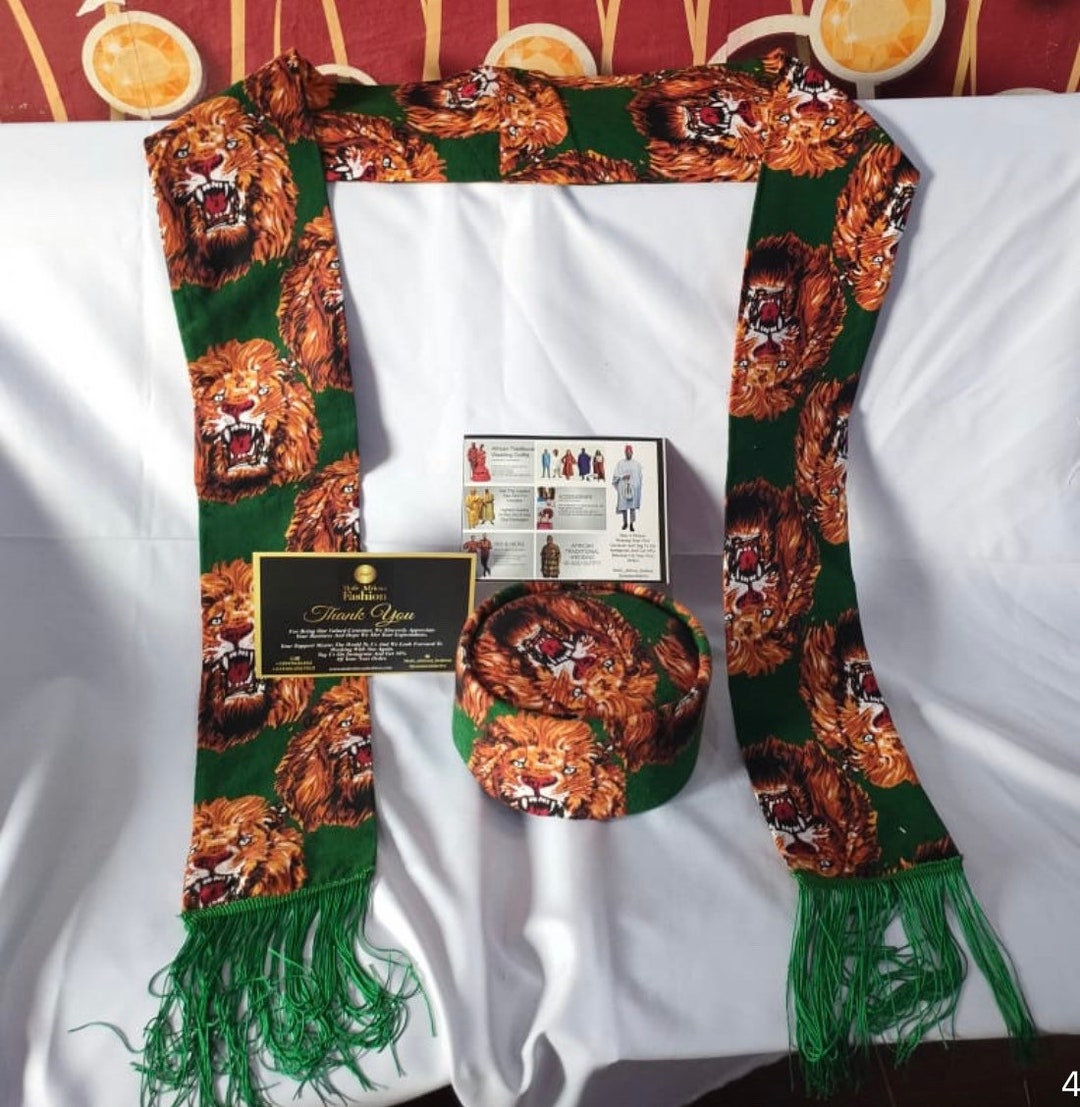 Isi Agu Hat and Scarf | Igbo Hat and Muffler | Isi Hat and Muffler| Hat ...