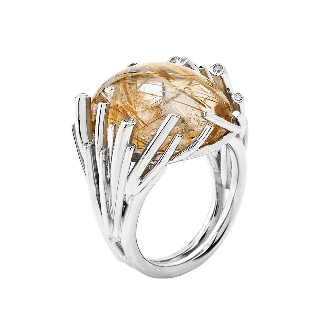 Elliptical Prose || Sterling Silver || Cabochon Rutilated Quartz ...