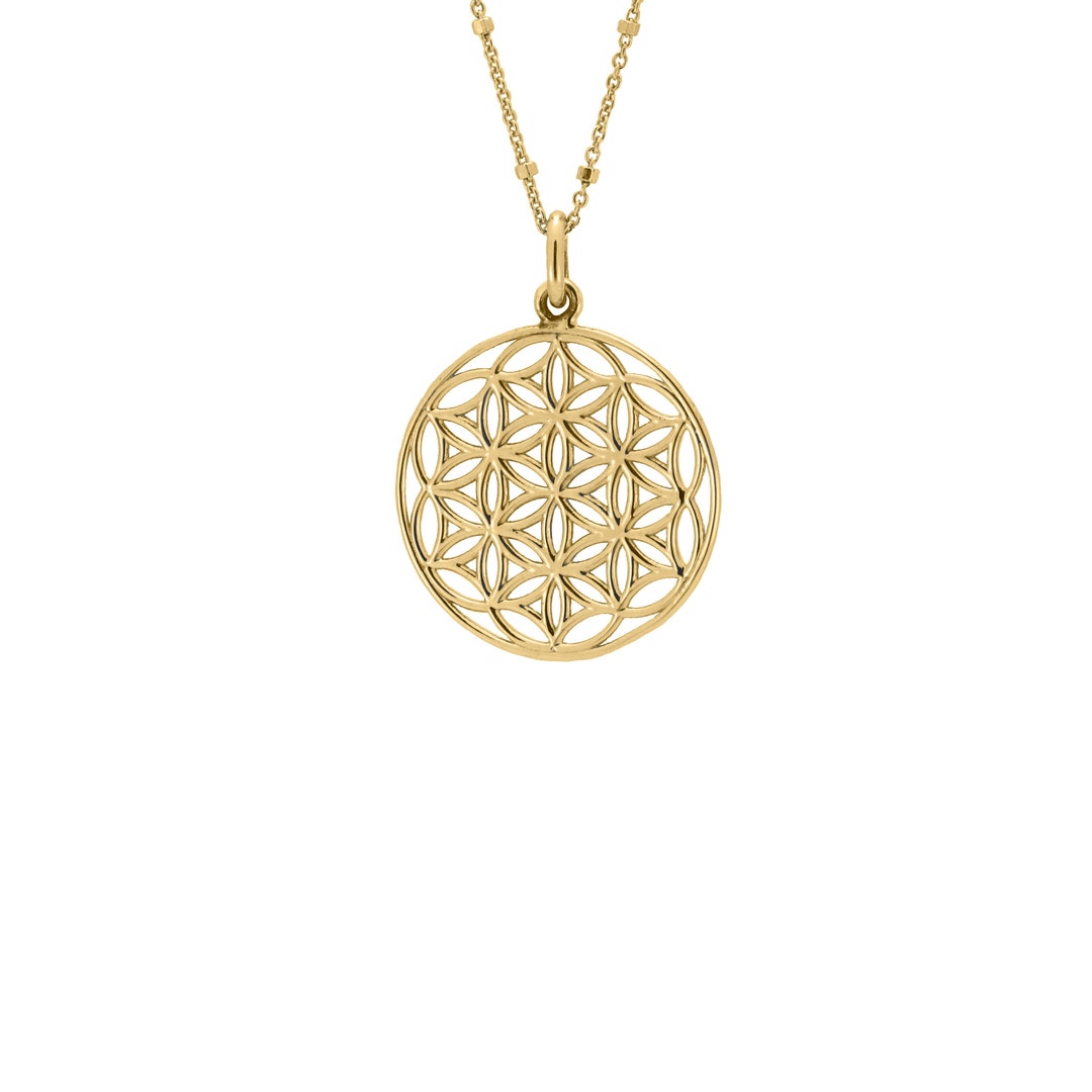 14K Solid Gold Flower of Life Necklace || Sacred Geometry || Gold ...