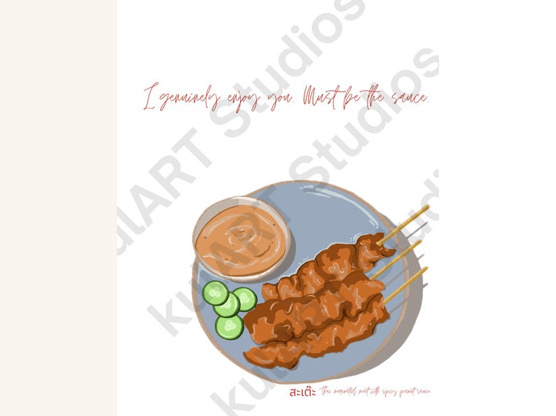 Satay Printable Cards & Wall Art | Thai-inspired 5x7 Digital Download ...