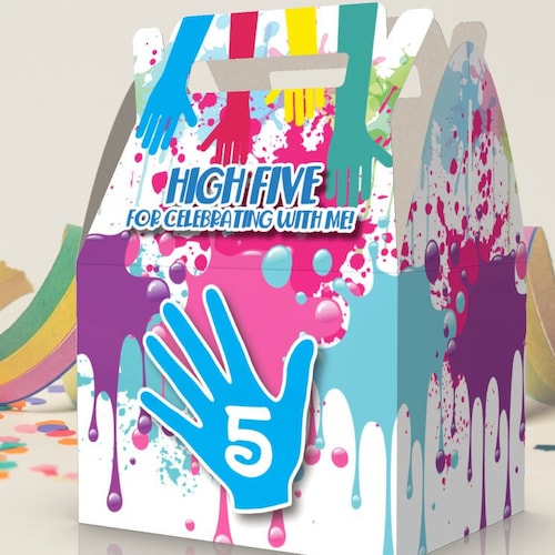 High 5 High Five 5th Birthday Paint Splash Party Favor Box - Etsy