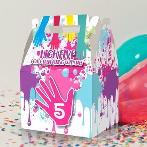 High 5, High Five, 5th Birthday, Paint, Splash Party Favor Box - Etsy