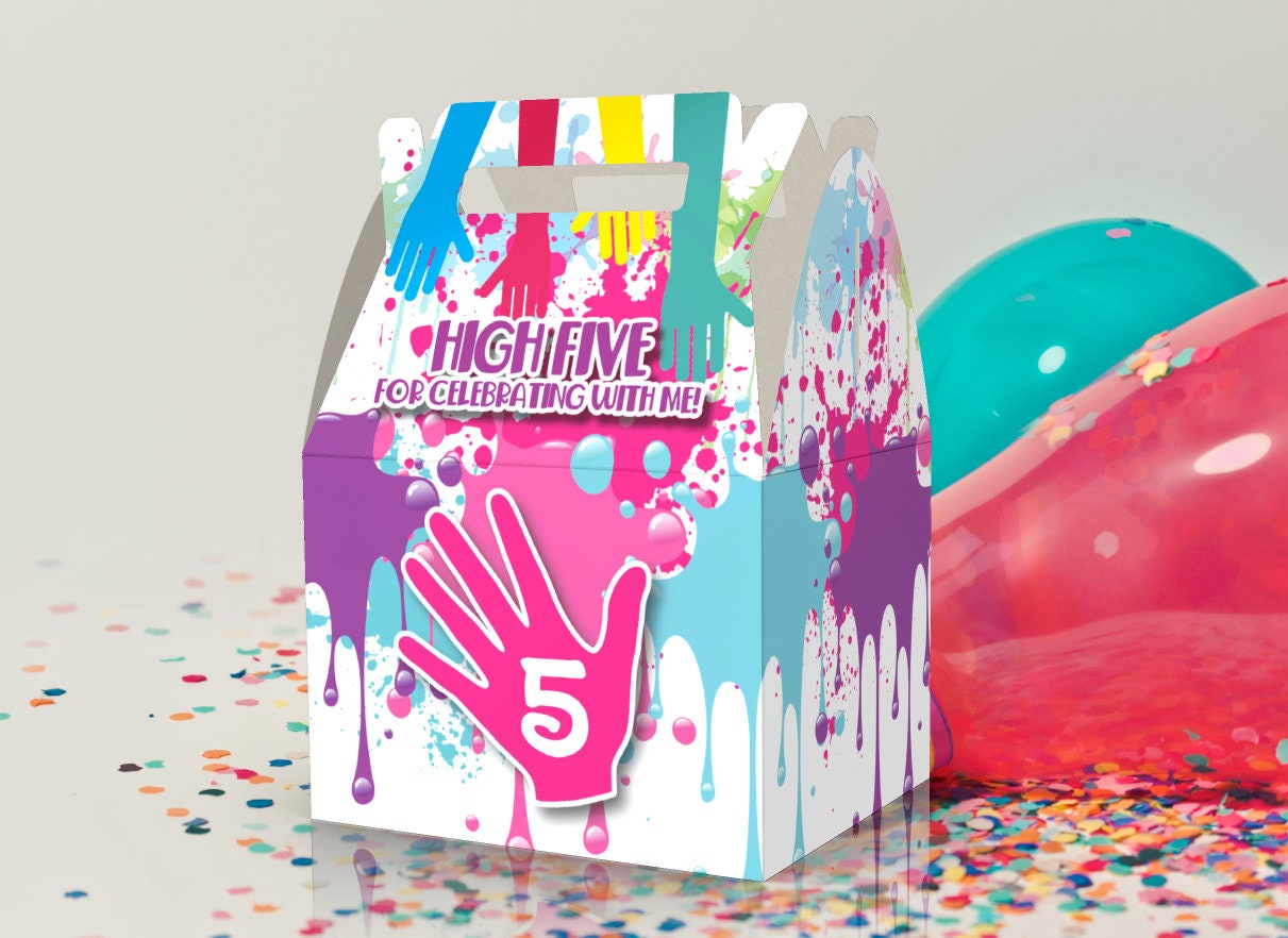 High 5, High Five, 5th Birthday, Paint, Splash Party Favor Box - Etsy