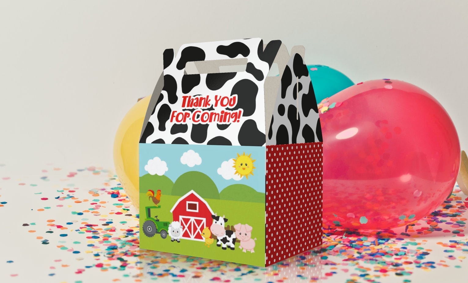 Barnyard Farm Tractor Barn Animals Party Favor Box - Etsy