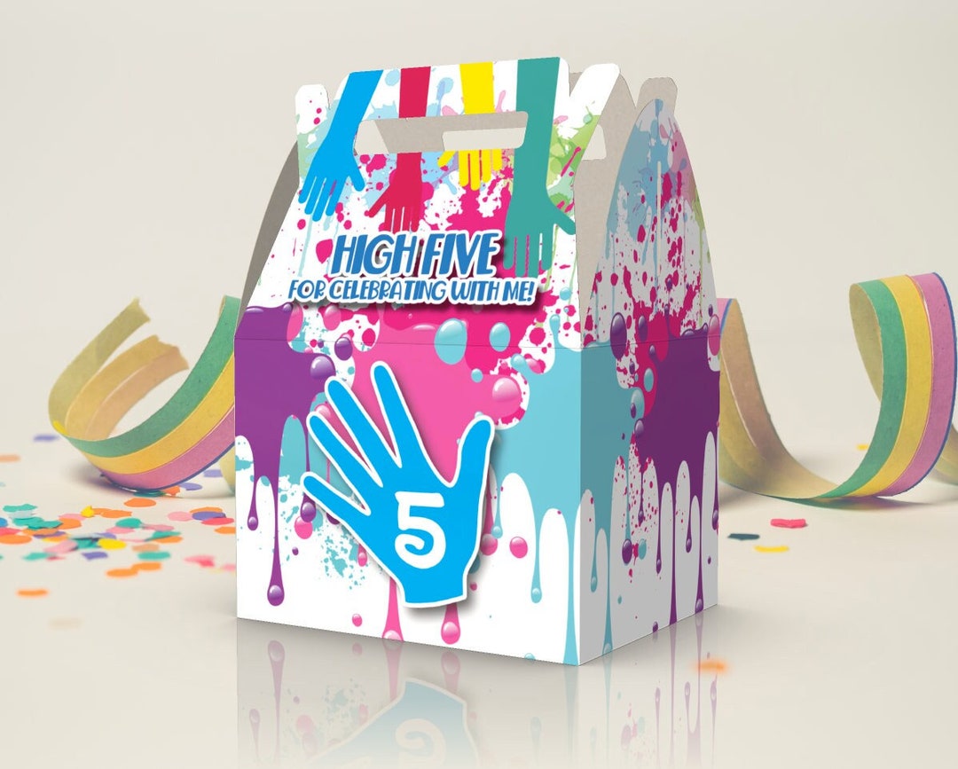 High 5, High Five, 5th Birthday, Paint, Splash Party Favor Box - Etsy