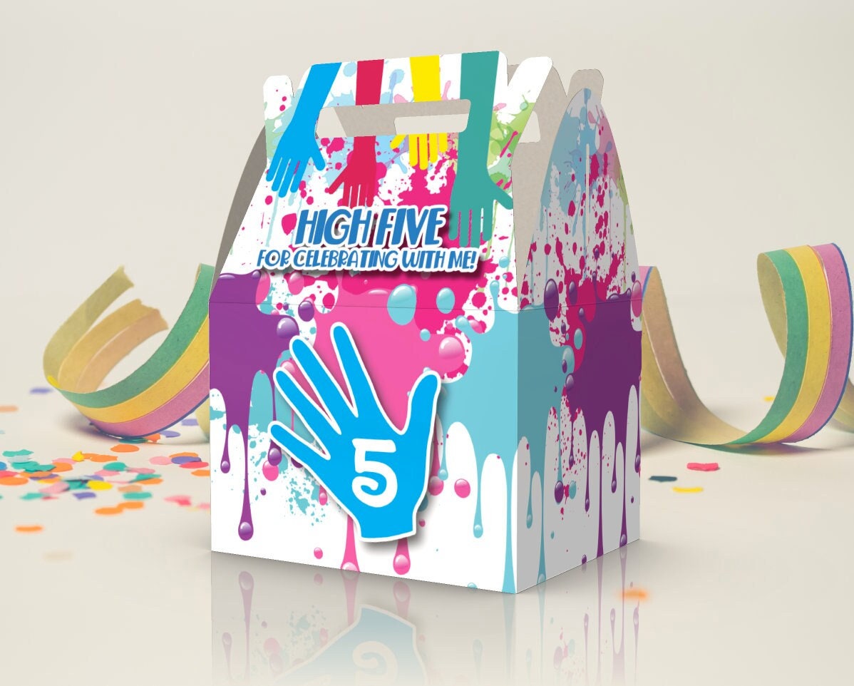 High 5, High Five, 5th Birthday, Paint, Splash Party Favor Box - Etsy