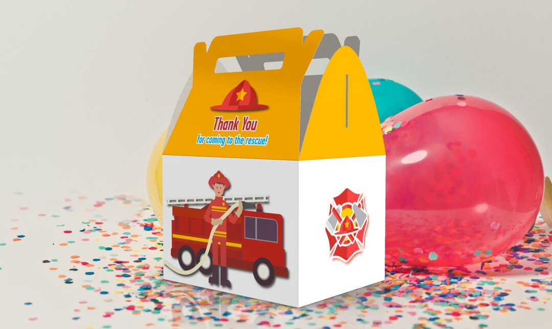 Firefighter, Fire Truck, Fire, Rescue Party Favor Box - Etsy