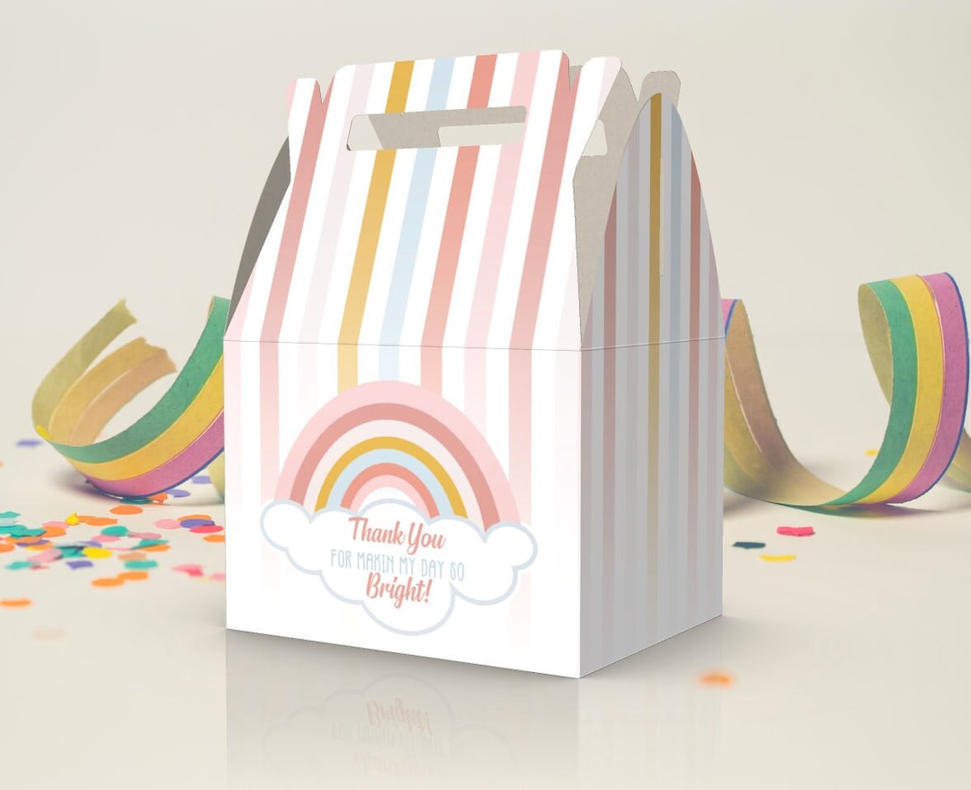 Pastel Rainbow Favor Box, Clouds, Party Treat Box - Etsy