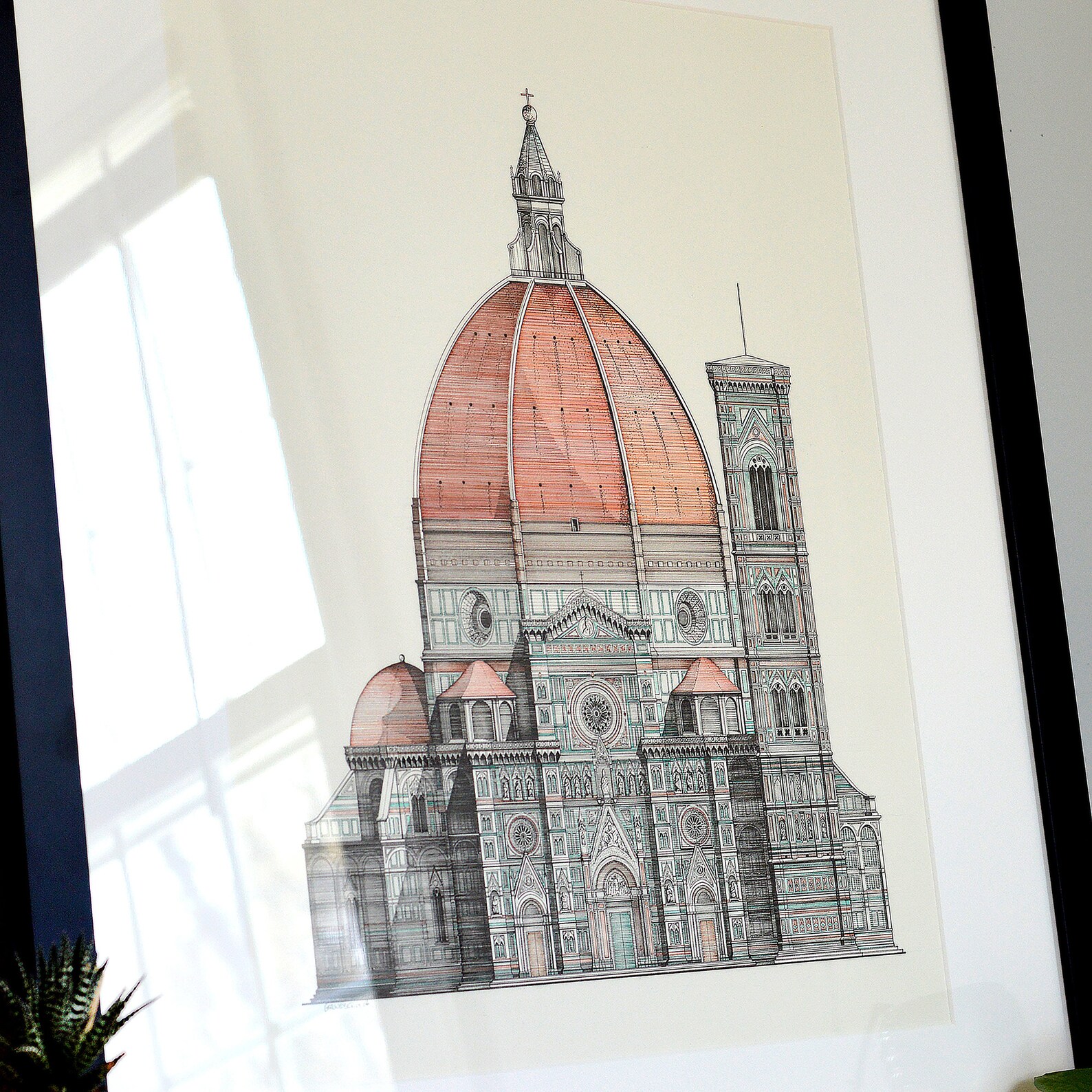 Original Ink Drawing Florence Duomo Color Architectural | Etsy