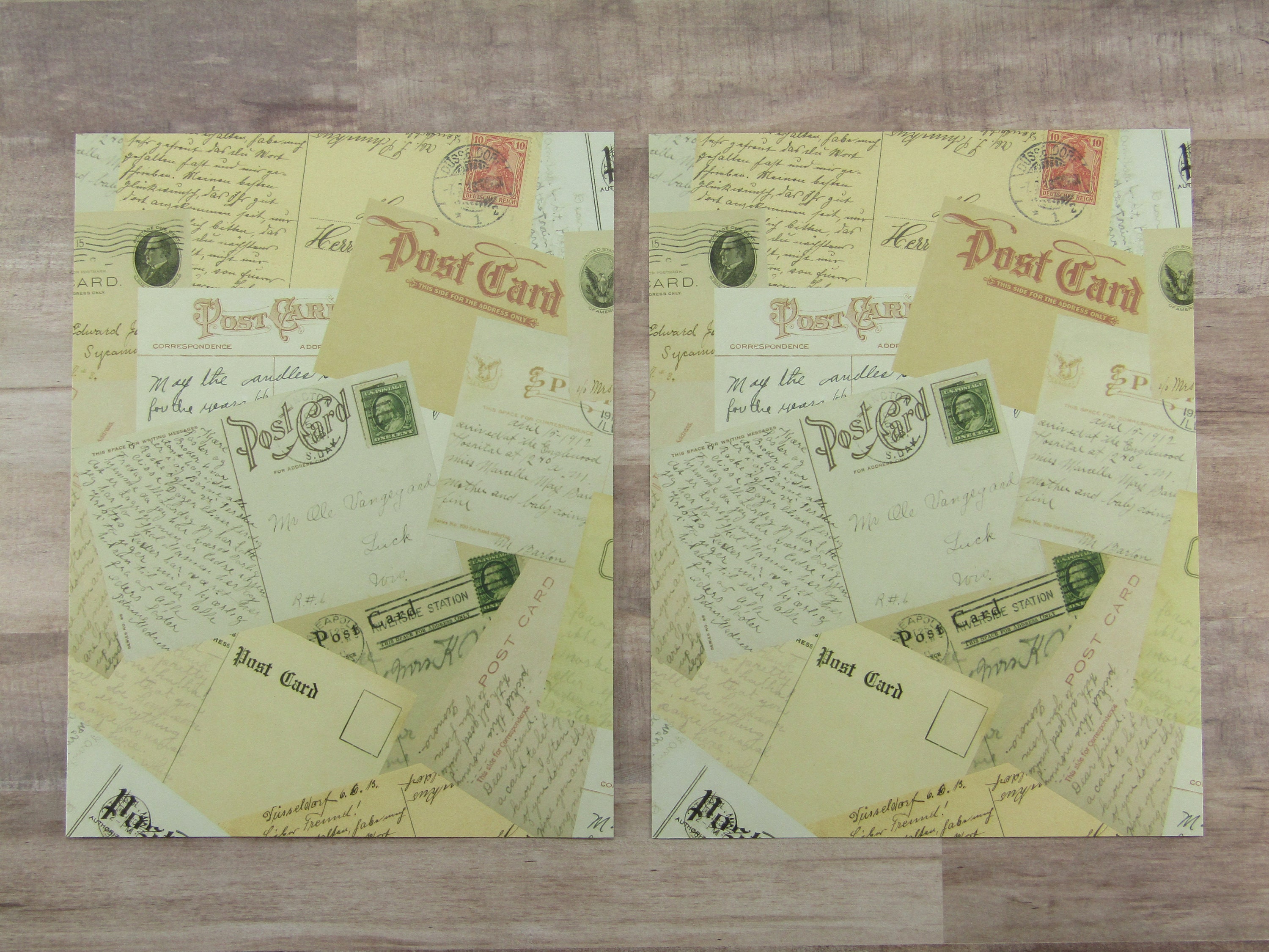 5 Post Card Single Sided 8 1/2 X 11 Scrapbooking Paper Junk - Etsy