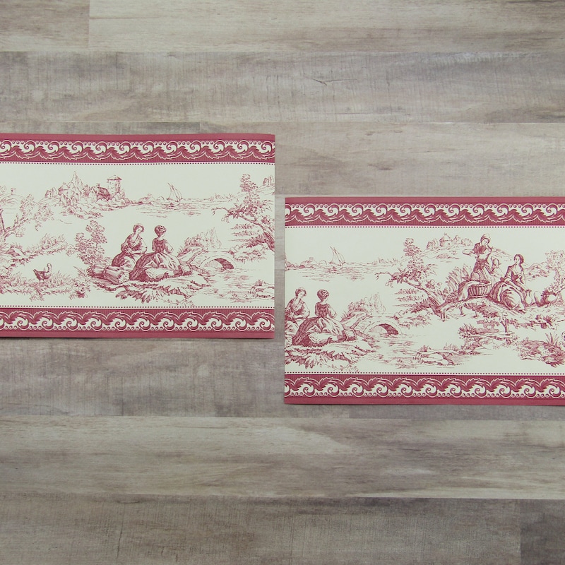 Red Toile Wallpaper - Etsy