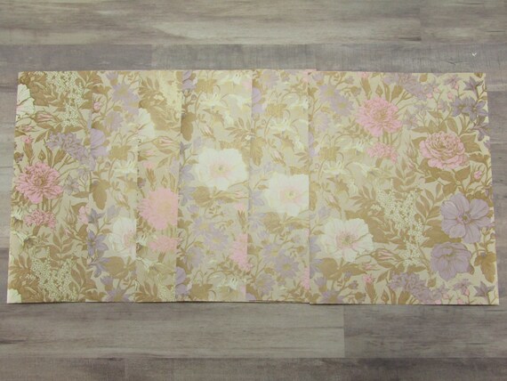 5 Vintage Purple Pink Floral Paper Sheets Journal Paper - Etsy