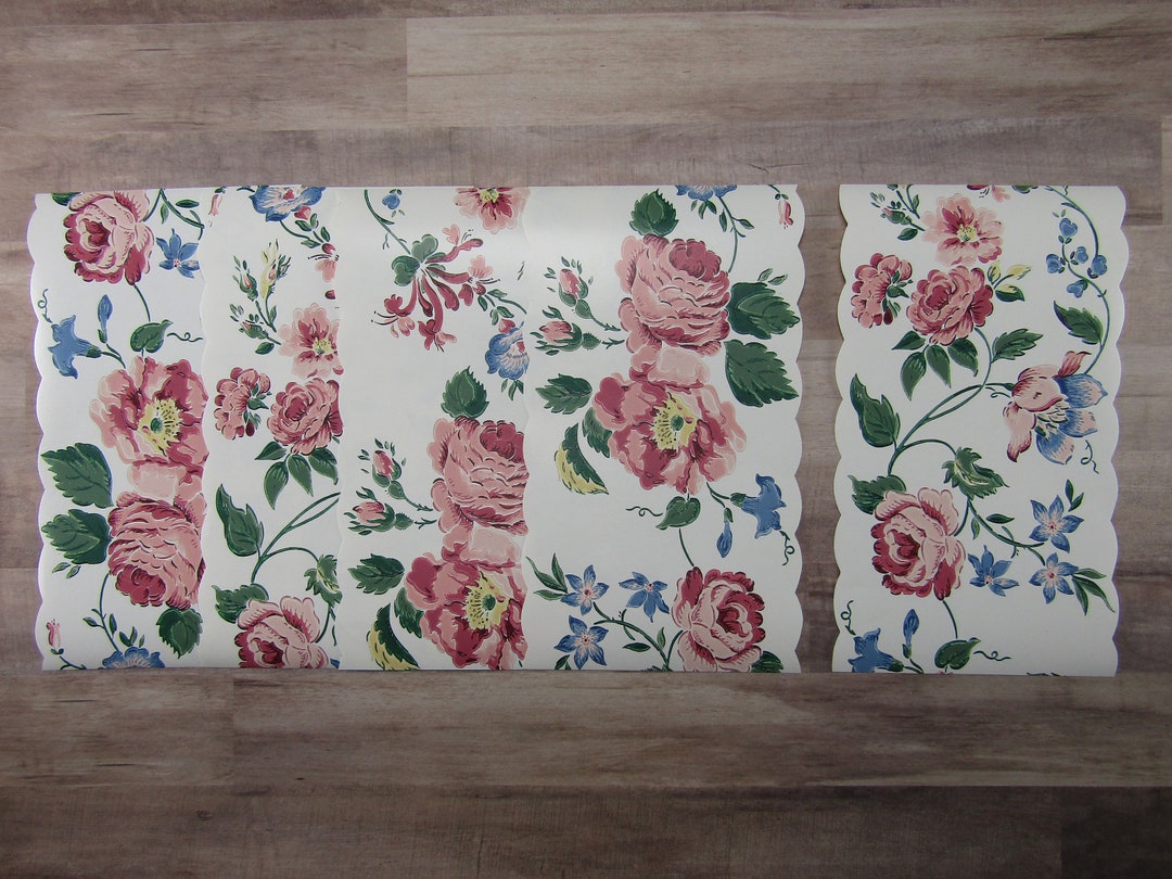 6 Vintage Floral Roses Wallpaper Border Flowers - Year 1970 Journal ...