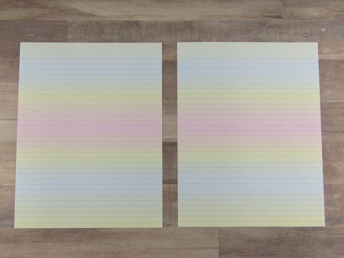 10 Gradient Color Ruled Paper 8 1/2" X 11" Paper - SINGLE SIDED - Color ...