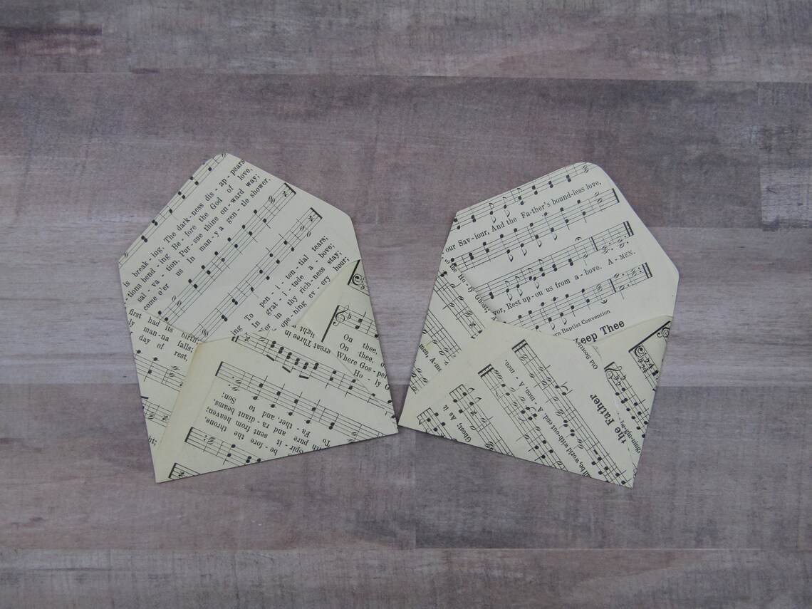 10 Envelops From Old Music Pages -journal Ephemera-stain Envelope ...