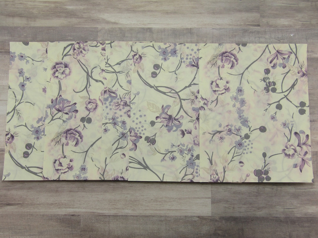 20 Vintage Purple Floral Paper Sheets - Journal Paper-scrapbooking ...