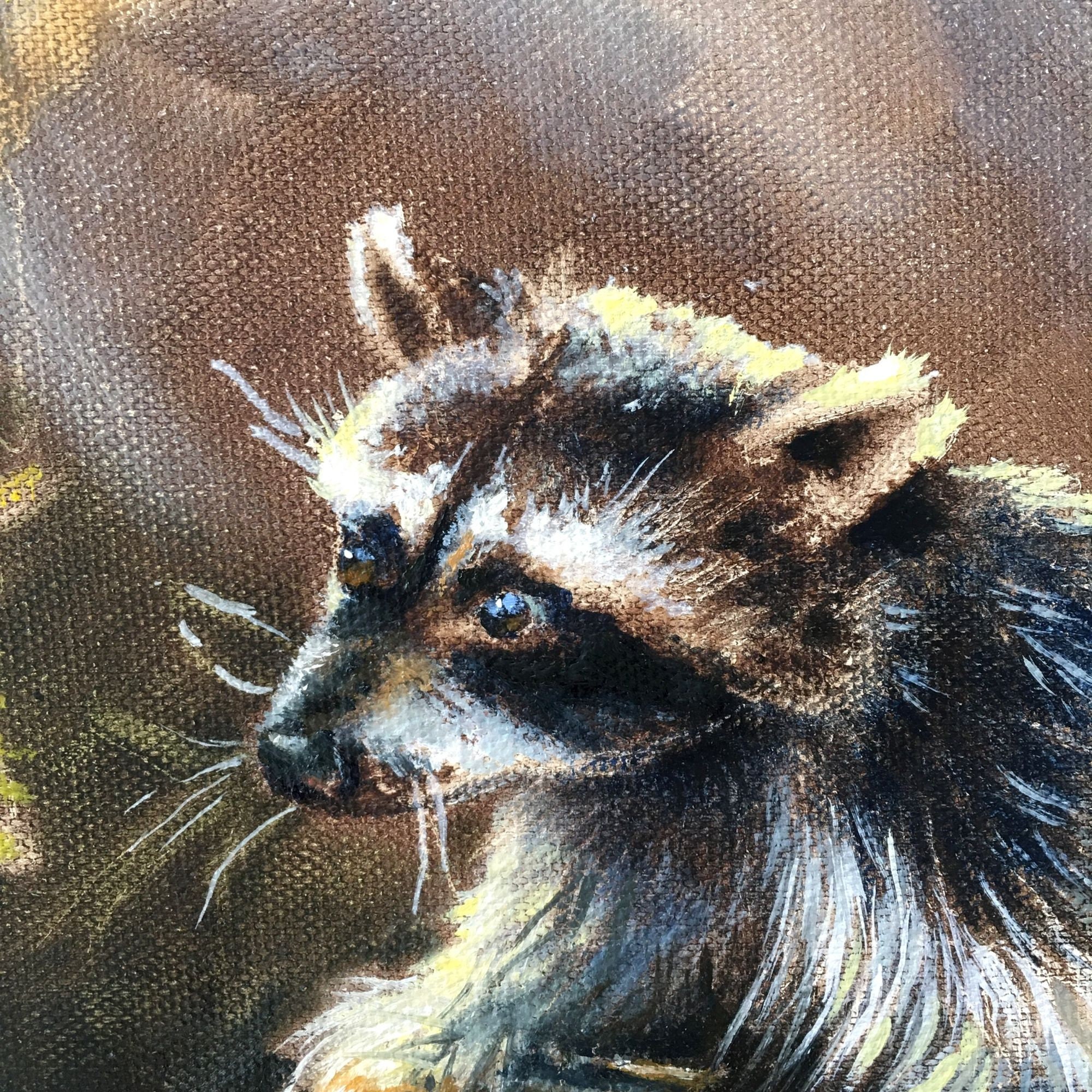 Raccoon Painting Animal Original Art Raccoon Artwork Fancy Animal ...
