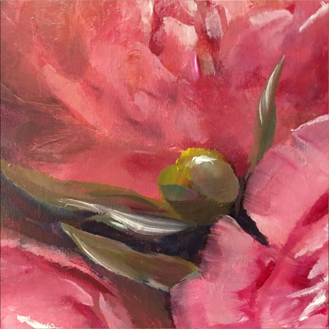Peony Painting Floral Original Art Abstract Flower Painting | Etsy