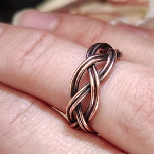 Celtic Braided Wire Wrap Ring, Adjustable Antique Copper Handmade Gift ...