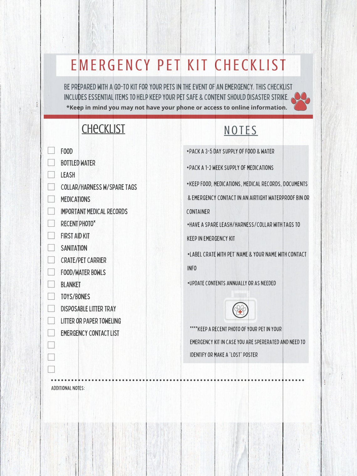 Pet Emergency Card - Etsy