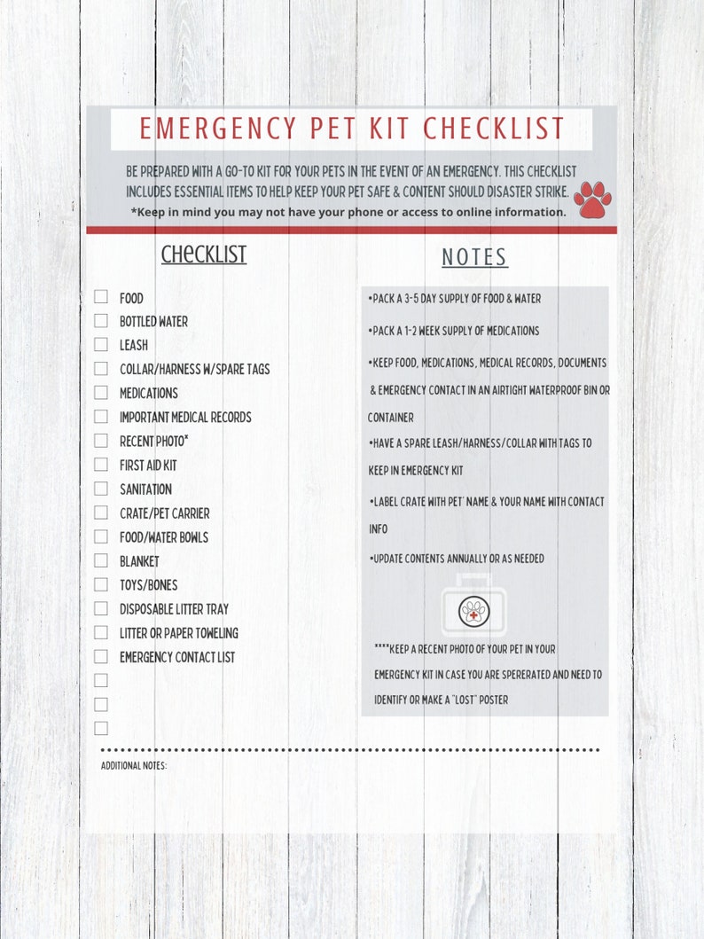 Pet Emergency Card - Etsy