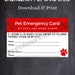 Pet Emergency Card - Etsy